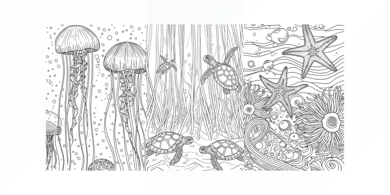 Ocean Wonders Coloring Pages Generator App | PromptBase
