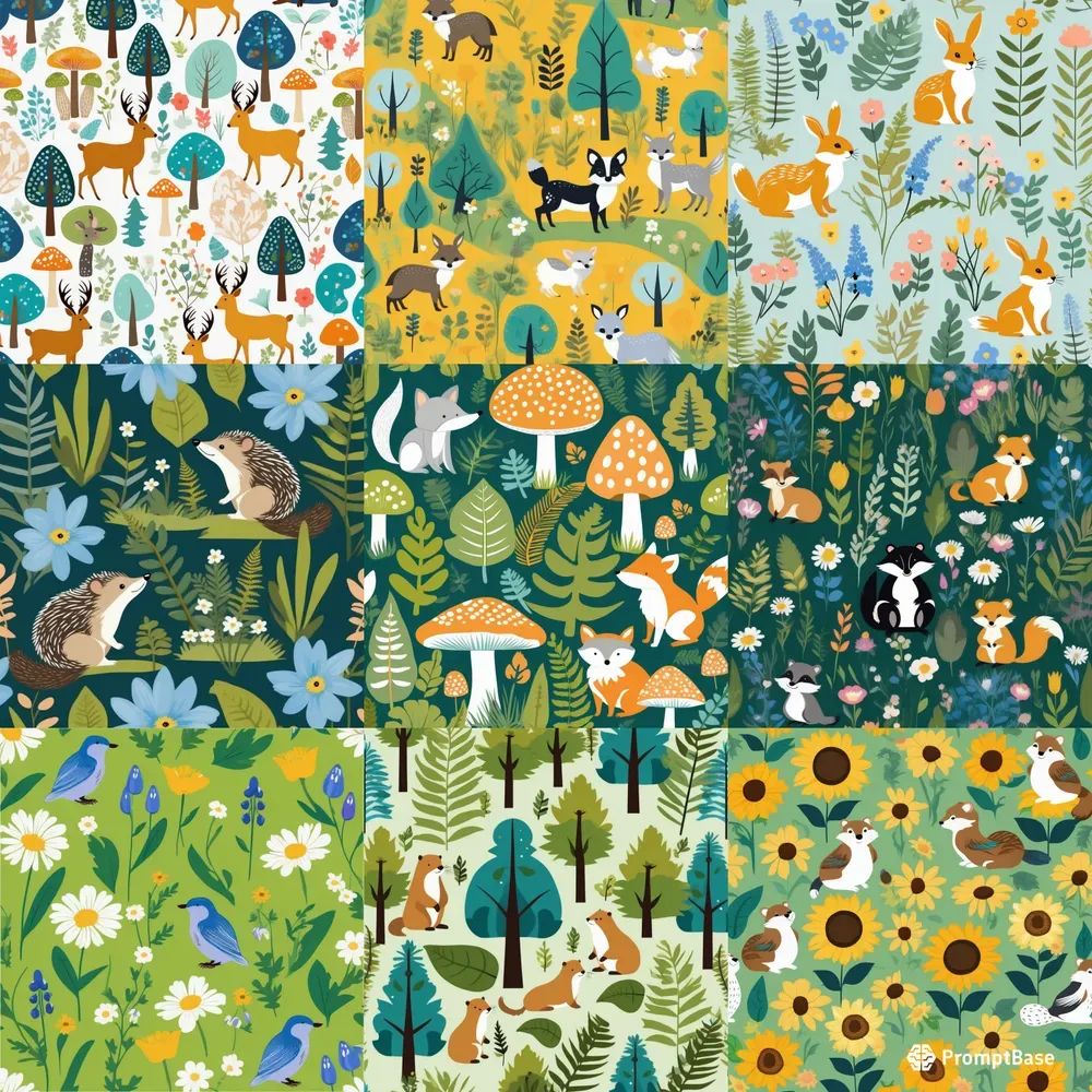 Woodland Fabric Patterns Stable Diffusion Prompt | PromptBase