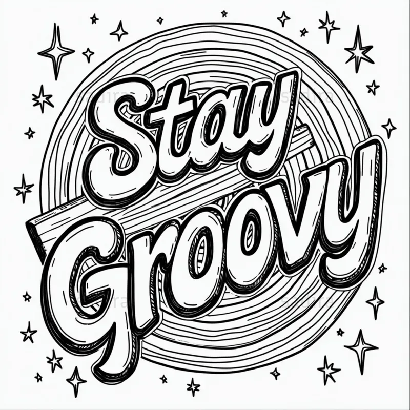 Retro Groovy Quote Coloring Pages FLUX Prompt | PromptBase