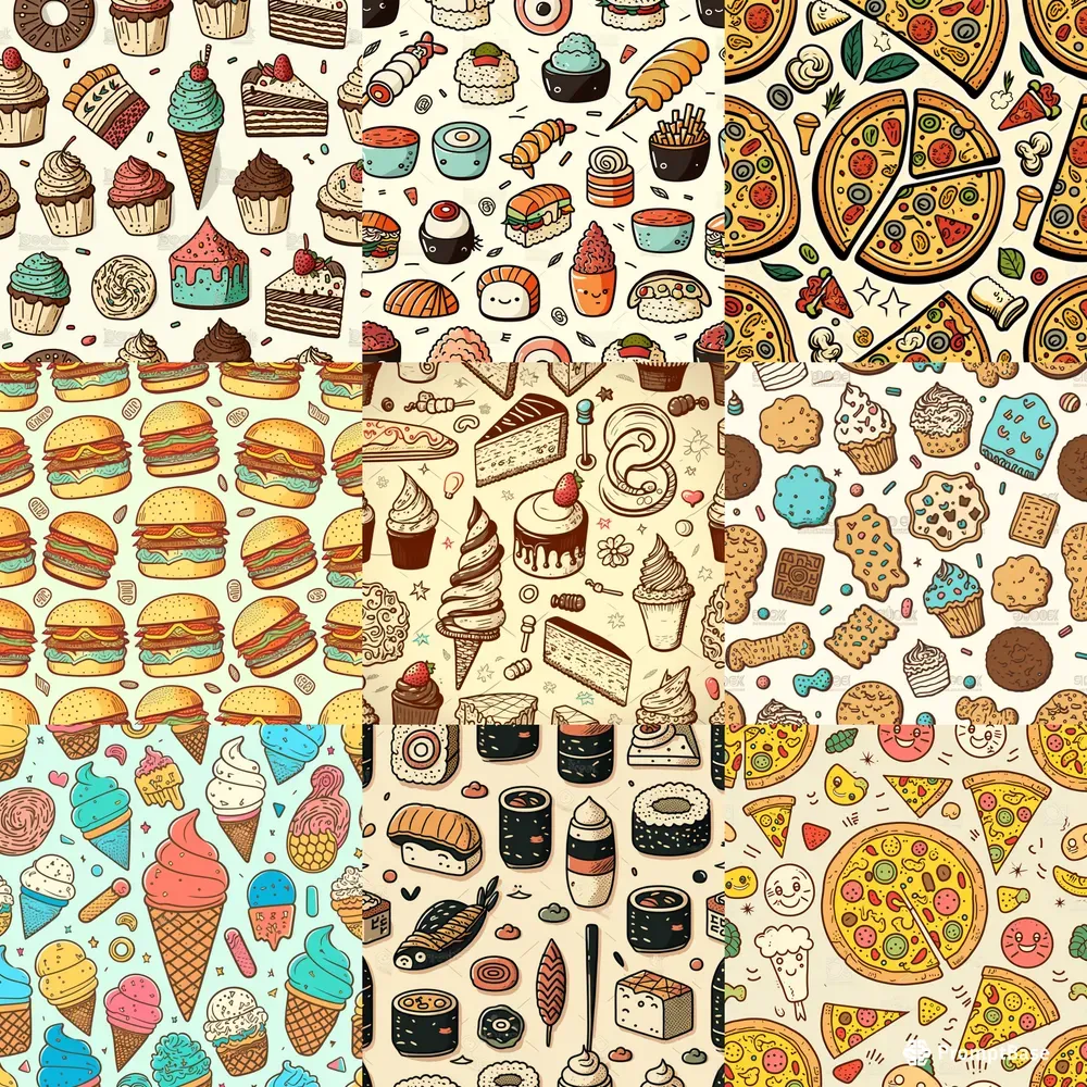 Doodle Food Seamless Patterns Midjourney Prompt | PromptBase