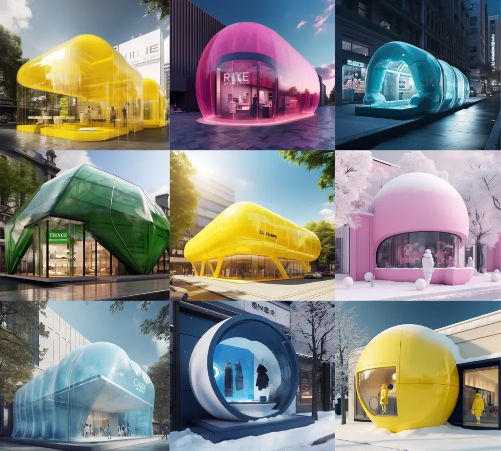 Iconic Popup Store Designs Ecofriendly Midjourney Prompt | PromptBase