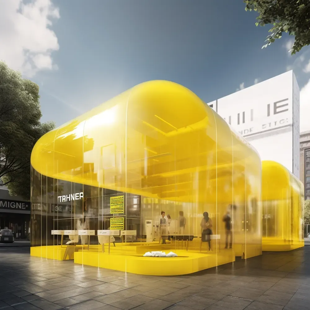 Iconic Popup Store Designs Ecofriendly Midjourney Prompt | PromptBase