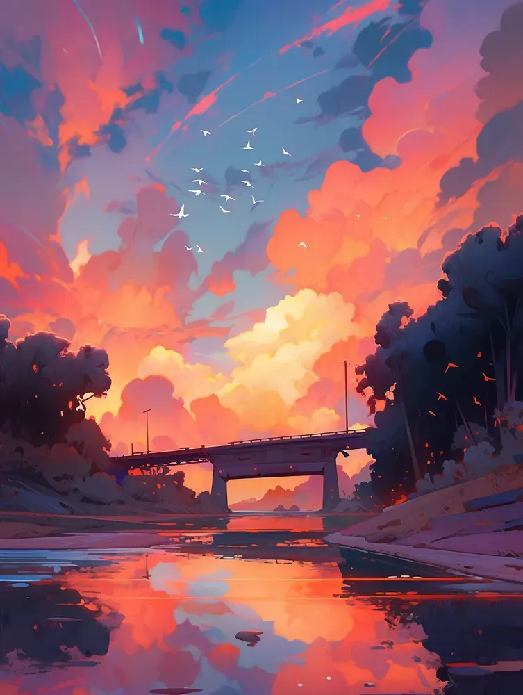 Anime Inspired Scenic Gouache Paintings Midjourney Prompt | PromptBase