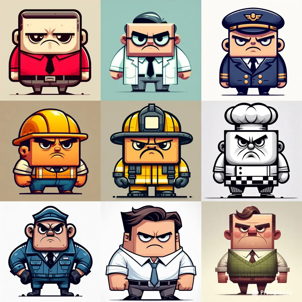 Boxy Exaggerated Characters DALL·E Prompt | PromptBase