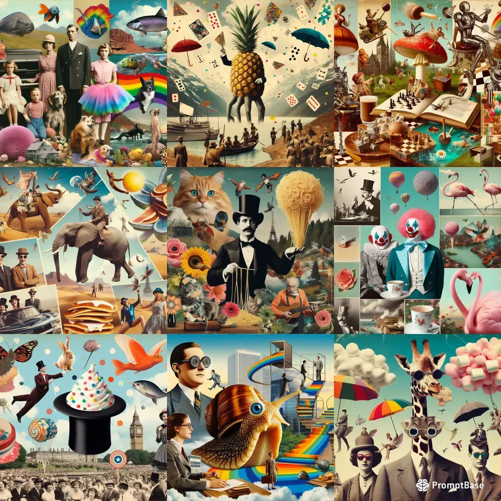 Weird Bizarre Collages DALL·E Prompt | PromptBase