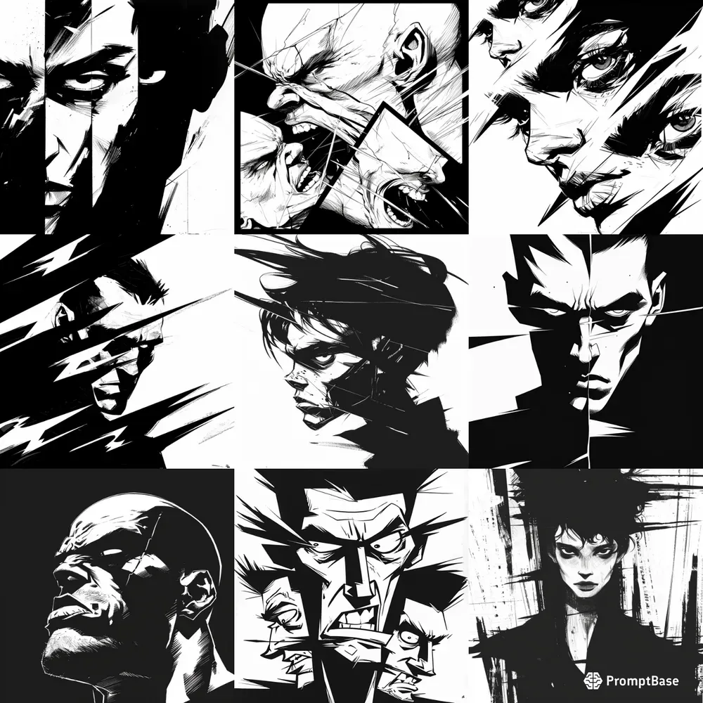 B W Comic Art Midjourney Prompt | PromptBase