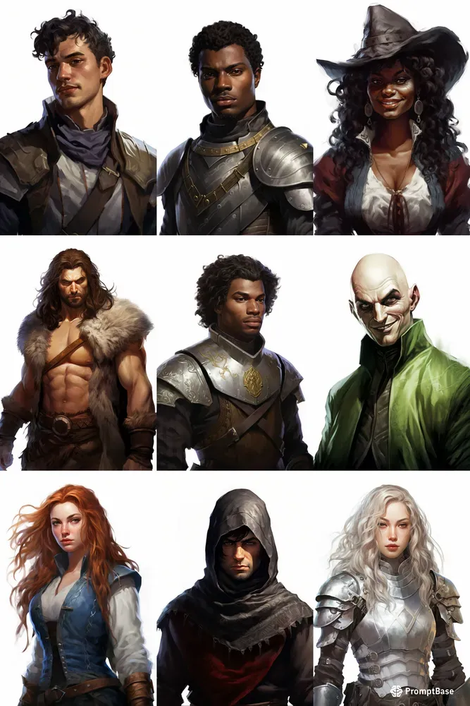 DnD Humans Character Portraits Midjourney Prompt | PromptBase