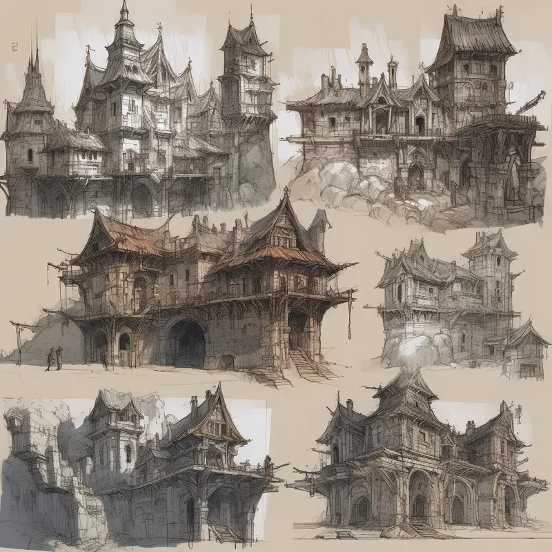 Game Architecture Concept Ideations Midjourney Prompt | PromptBase