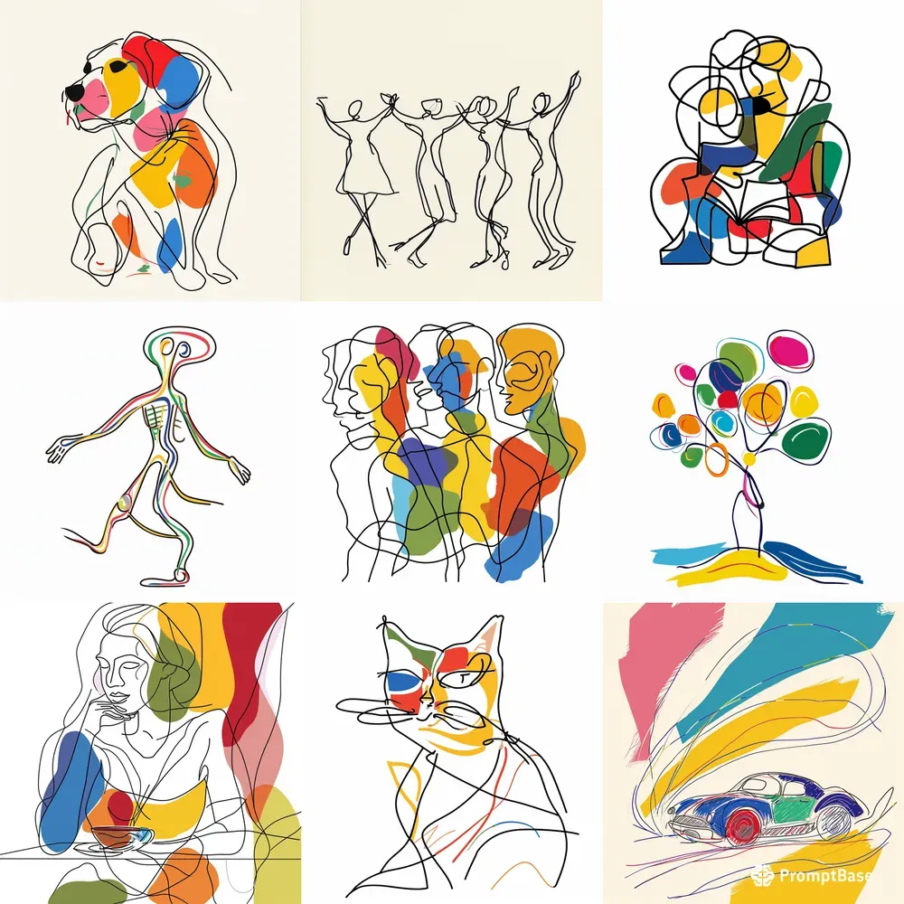 Picasso One Line Drawings Midjourney Prompt | PromptBase