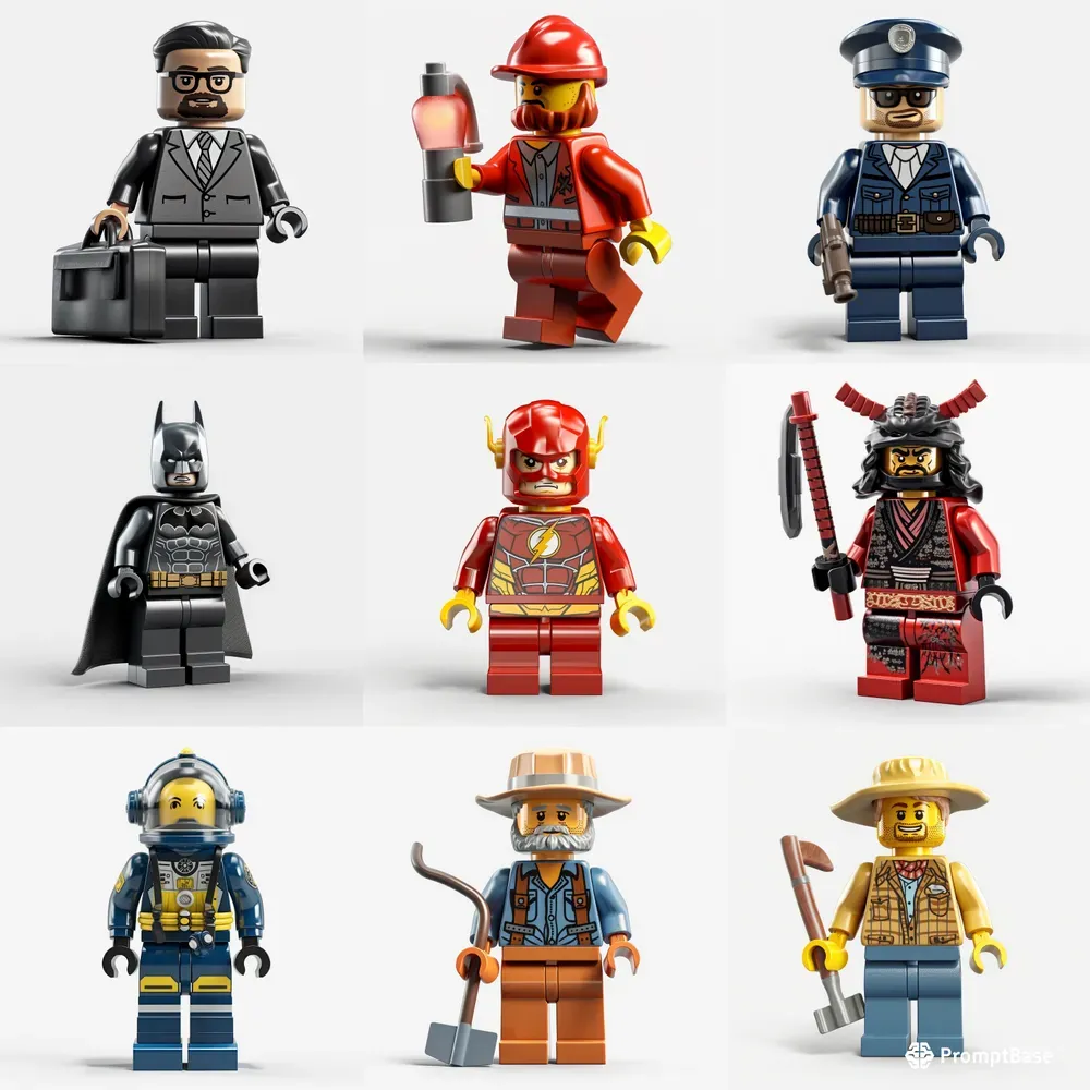 Lego People Figures Minifigures Midjourney Prompt | PromptBase