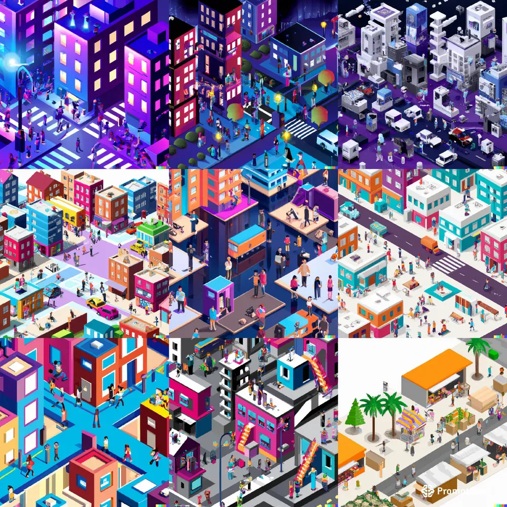 Block Cities With People DALL·E Prompt | PromptBase