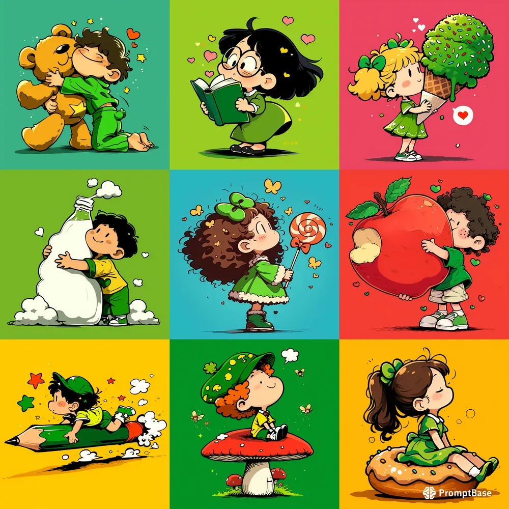 Whimsical Kids Cartoon Characters Midjourney Prompt | PromptBase