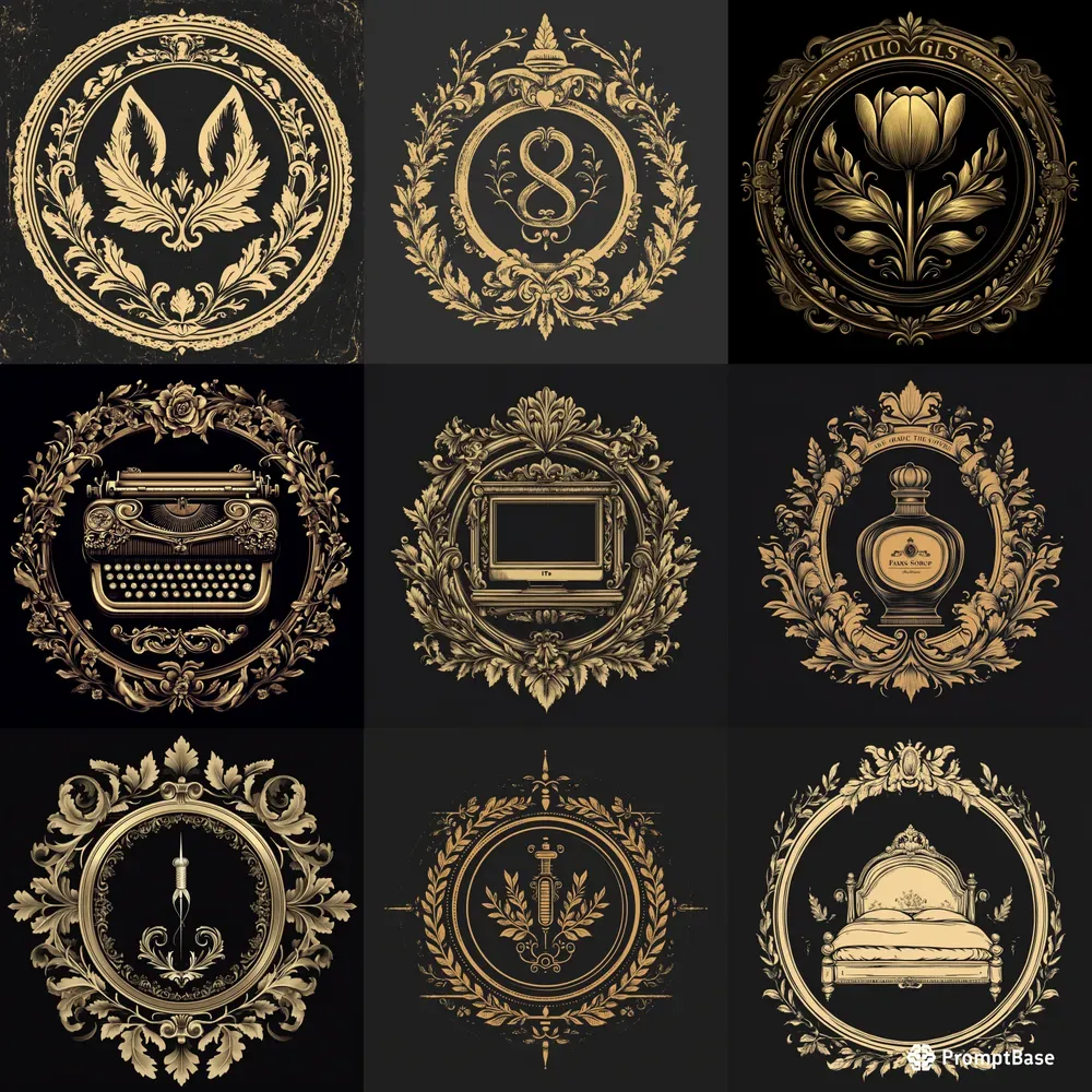 Vintage Logos In Antique European Style Midjourney Prompt | PromptBase