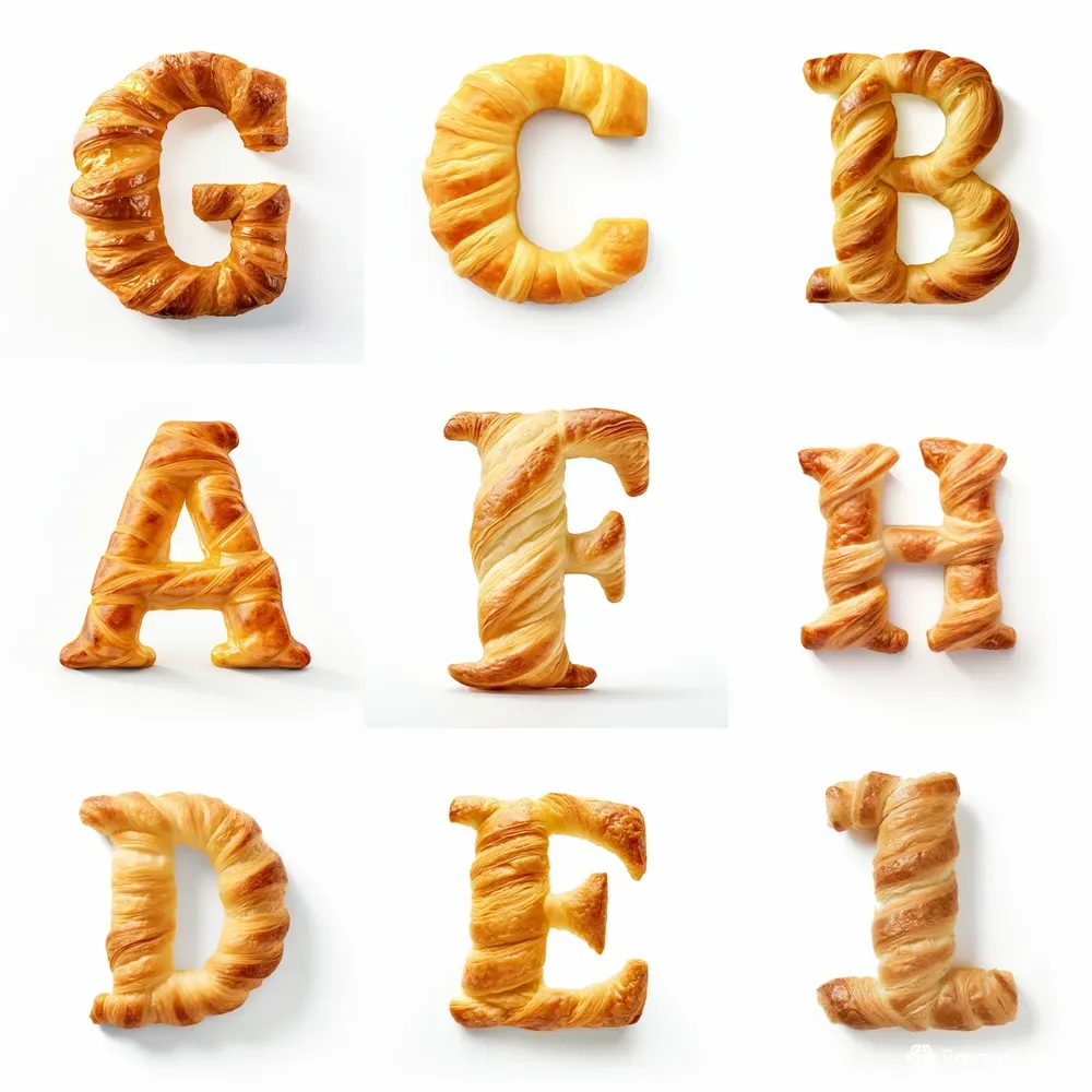 Croissant Baked Alphabet Letters Midjourney Prompt | PromptBase