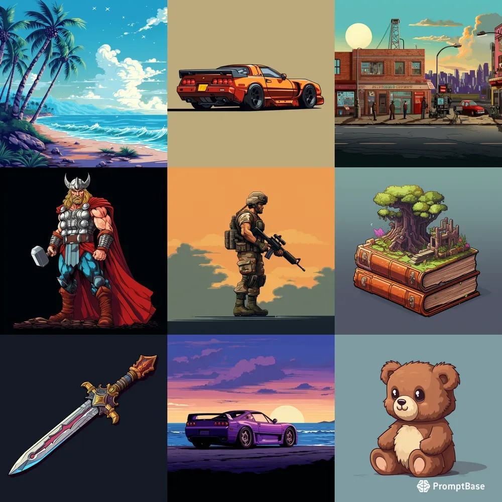 Detailed Pixel Art 16 Bit Midjourney Prompt | PromptBase