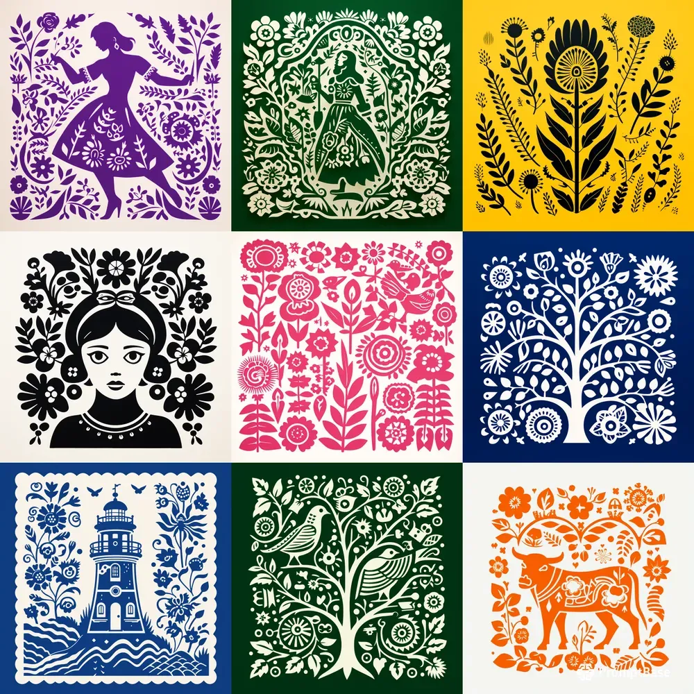Papel Picado Style Mexican Folk Art Midjourney Prompt | PromptBase