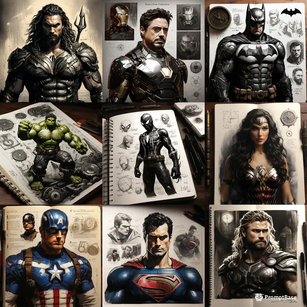 Marvel Dc Character Realistic Sketches Leonardo Ai Prompt | PromptBase
