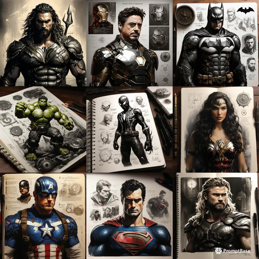 Marvel Dc Character Realistic Sketches Leonardo Ai Prompt | PromptBase