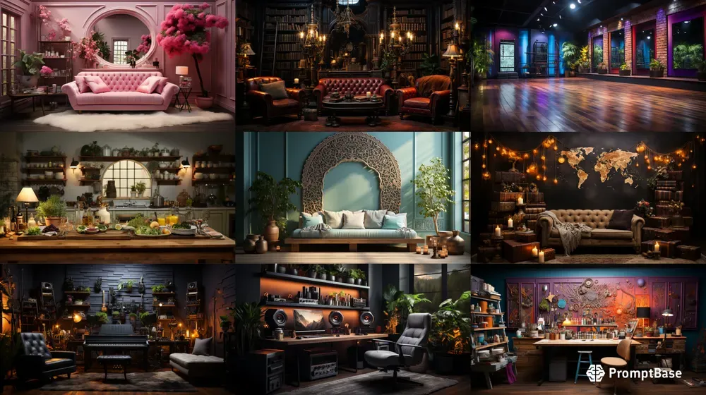 Dynamic YouTube Studio Backdrops Midjourney Prompt | PromptBase