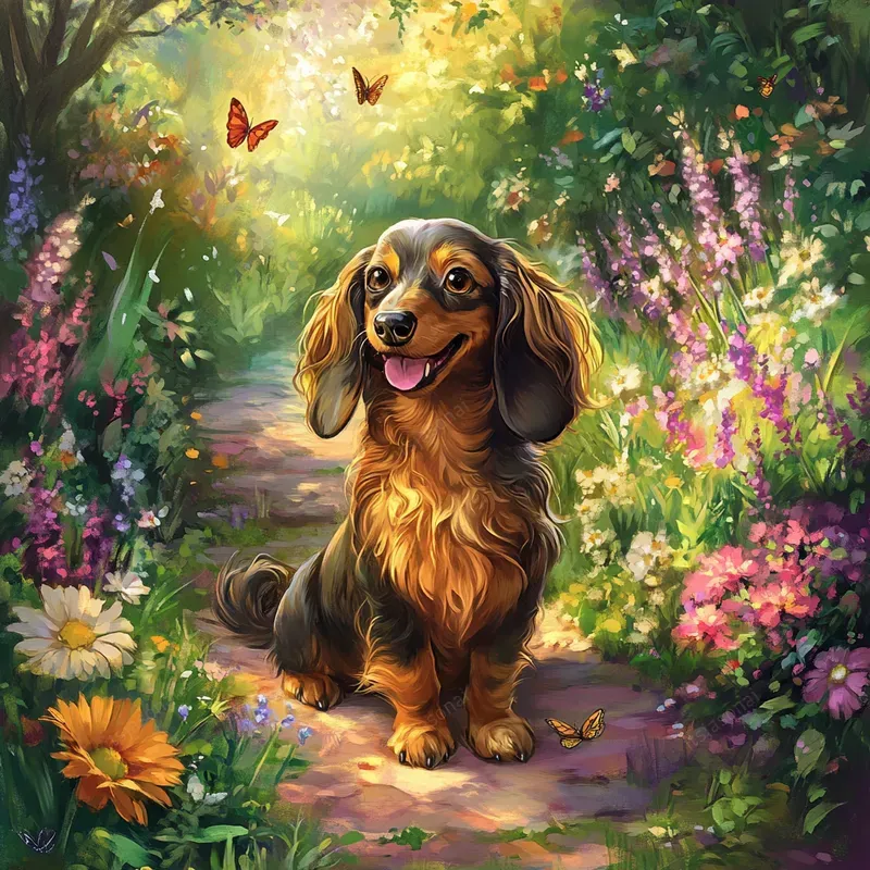 Charming Dogs In Whimsical Garden Paths Midjourney Prompt | PromptBase