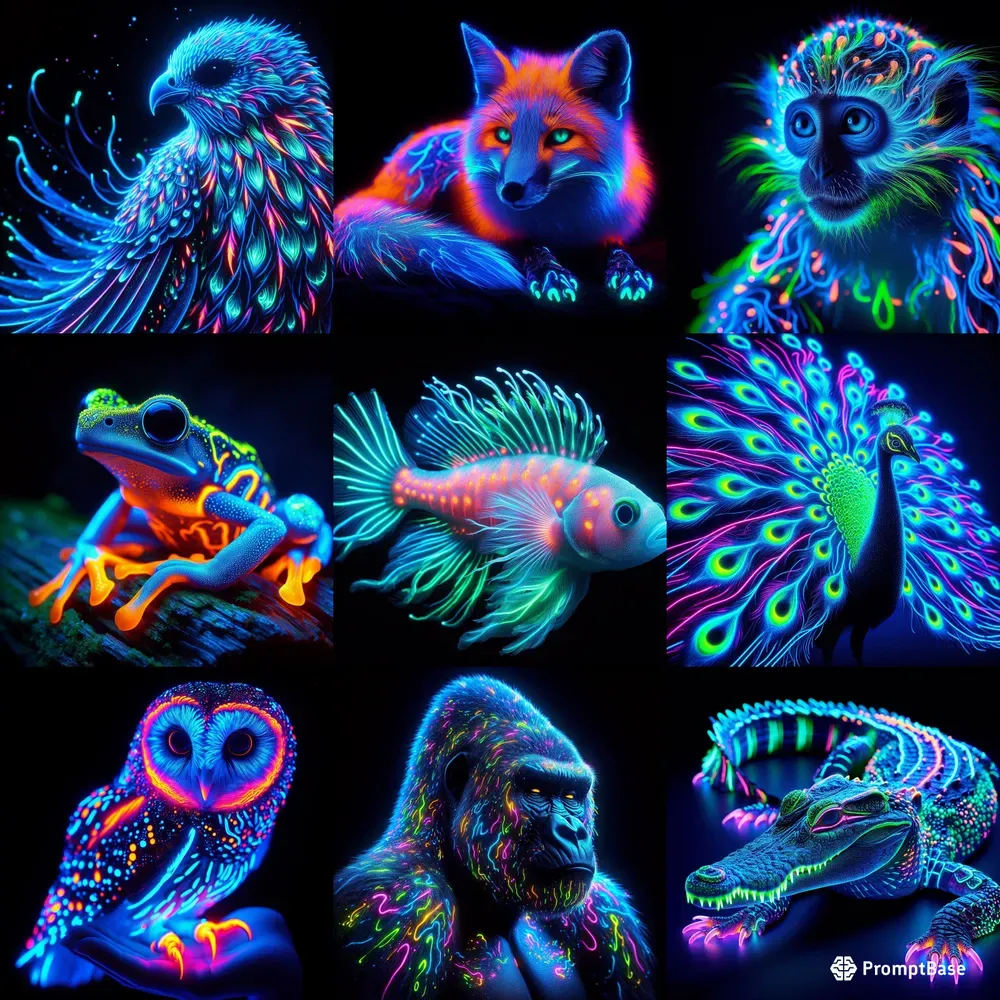 Bioluminescent Animals Glowing Neon DALL·E Prompt | PromptBase