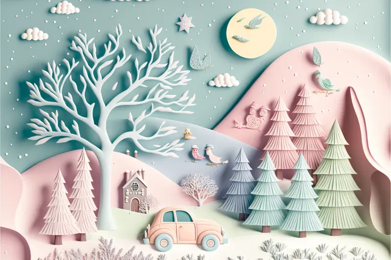 Winter And Christmas Papercraft Scenes Midjourney Prompt | PromptBase