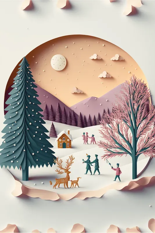 Winter And Christmas Papercraft Scenes Midjourney Prompt | PromptBase