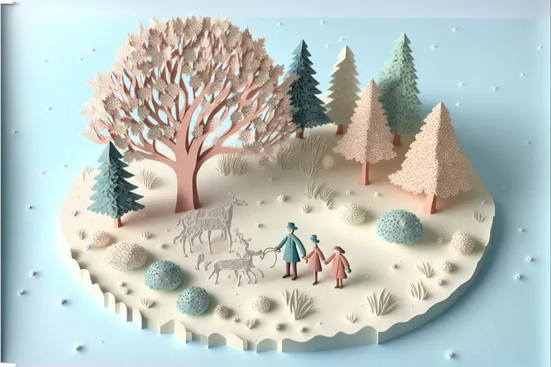 Winter And Christmas Papercraft Scenes Midjourney Prompt | PromptBase