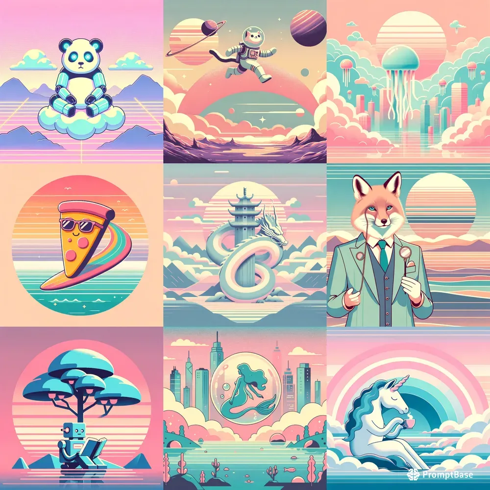 Pastel Dreamscape Characters DALL·E Prompt | PromptBase