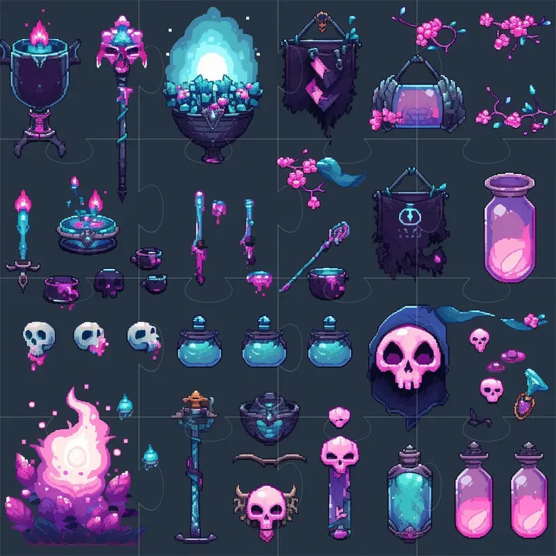 Cute Game Sprite Sheets Midjourney Prompt | PromptBase