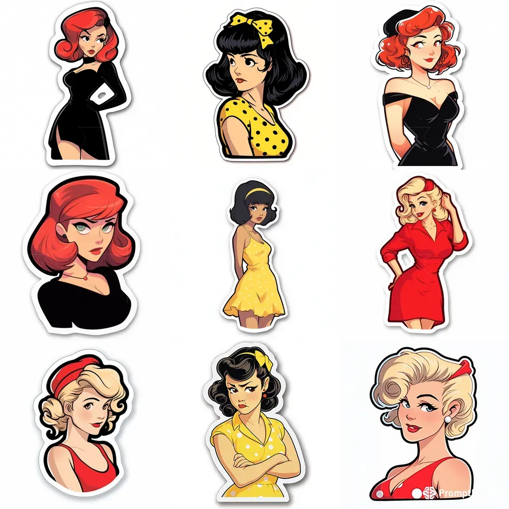Pinup Stickers Midjourney Prompt | PromptBase