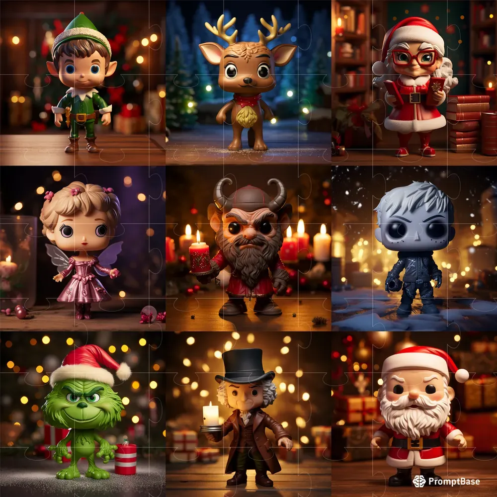 Funko Pops Popular Christmas Characters Midjourney Prompt | PromptBase