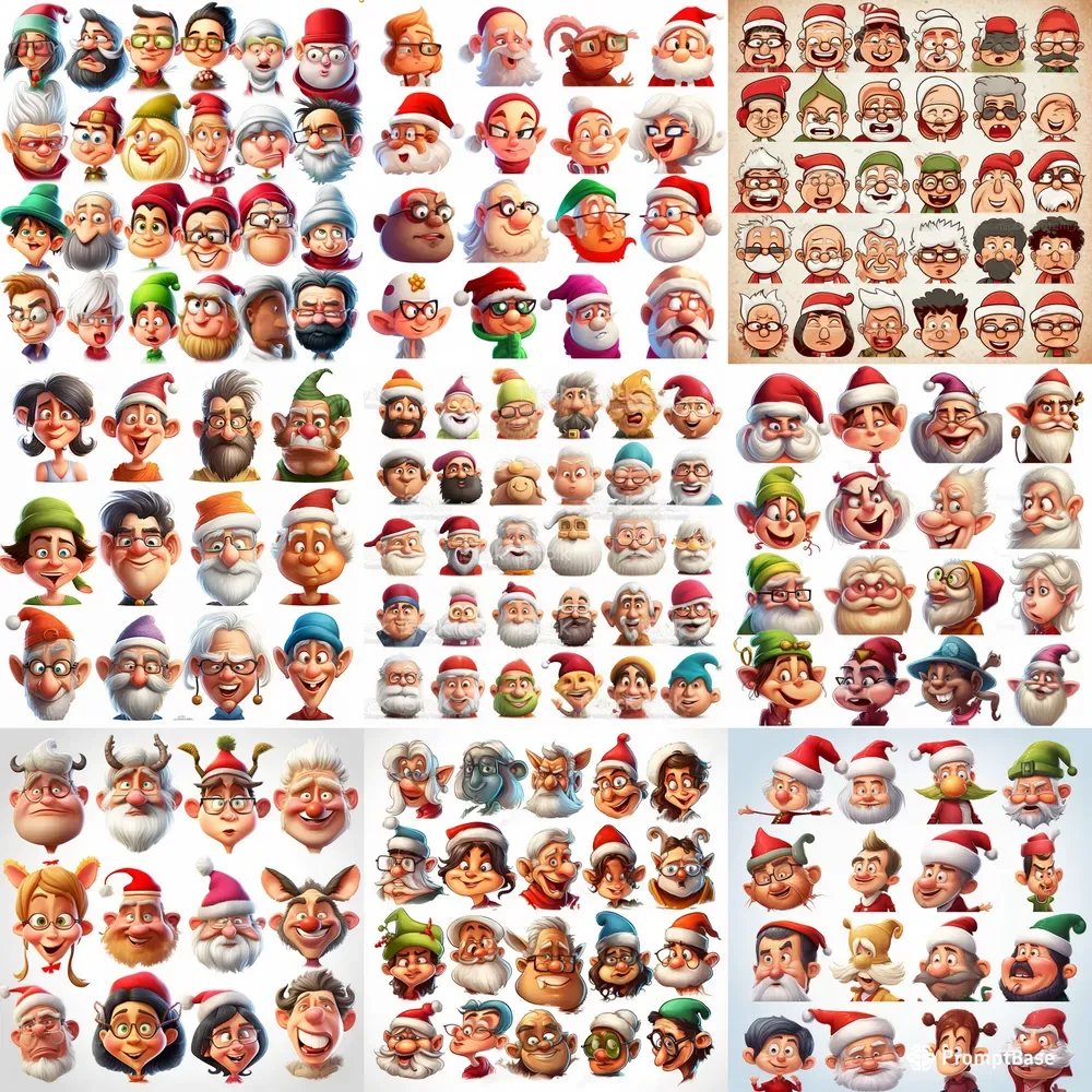 Multiple Christmas Avatars Midjourney Prompt | PromptBase