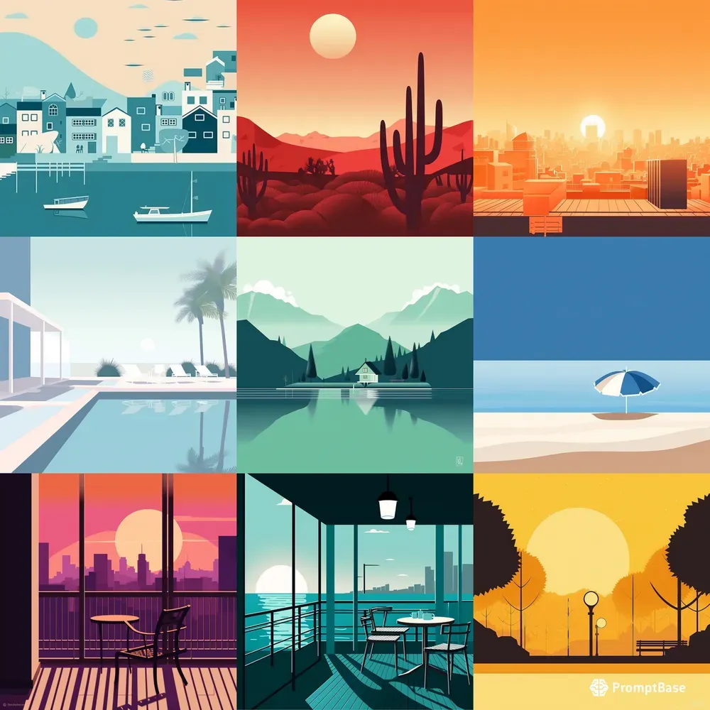 Minimal Vector Designs Midjourney Prompt | PromptBase