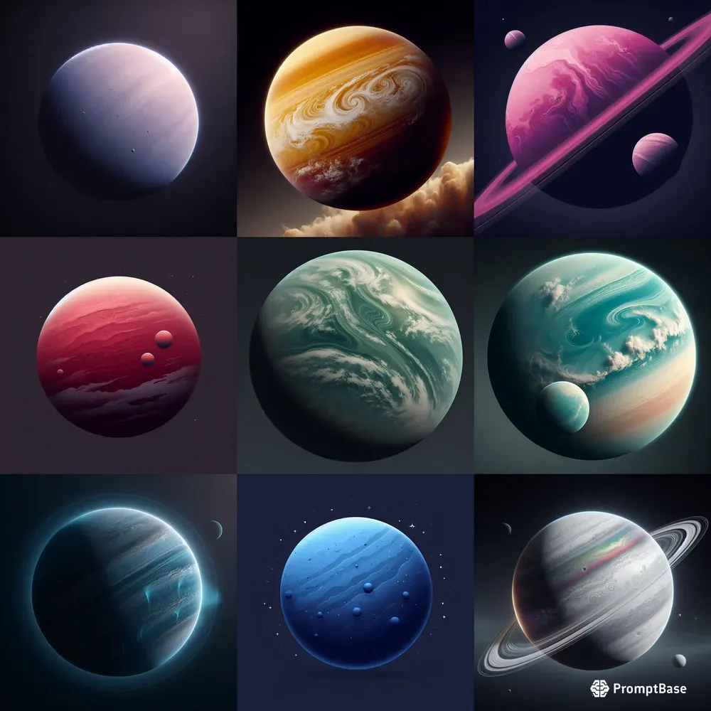 Flat Planets DALL·E Prompt | PromptBase