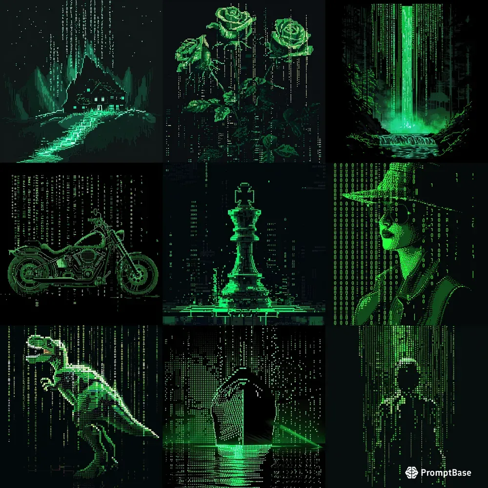 Matrices Images 8bit Pixel Art Midjourney Prompt | PromptBase