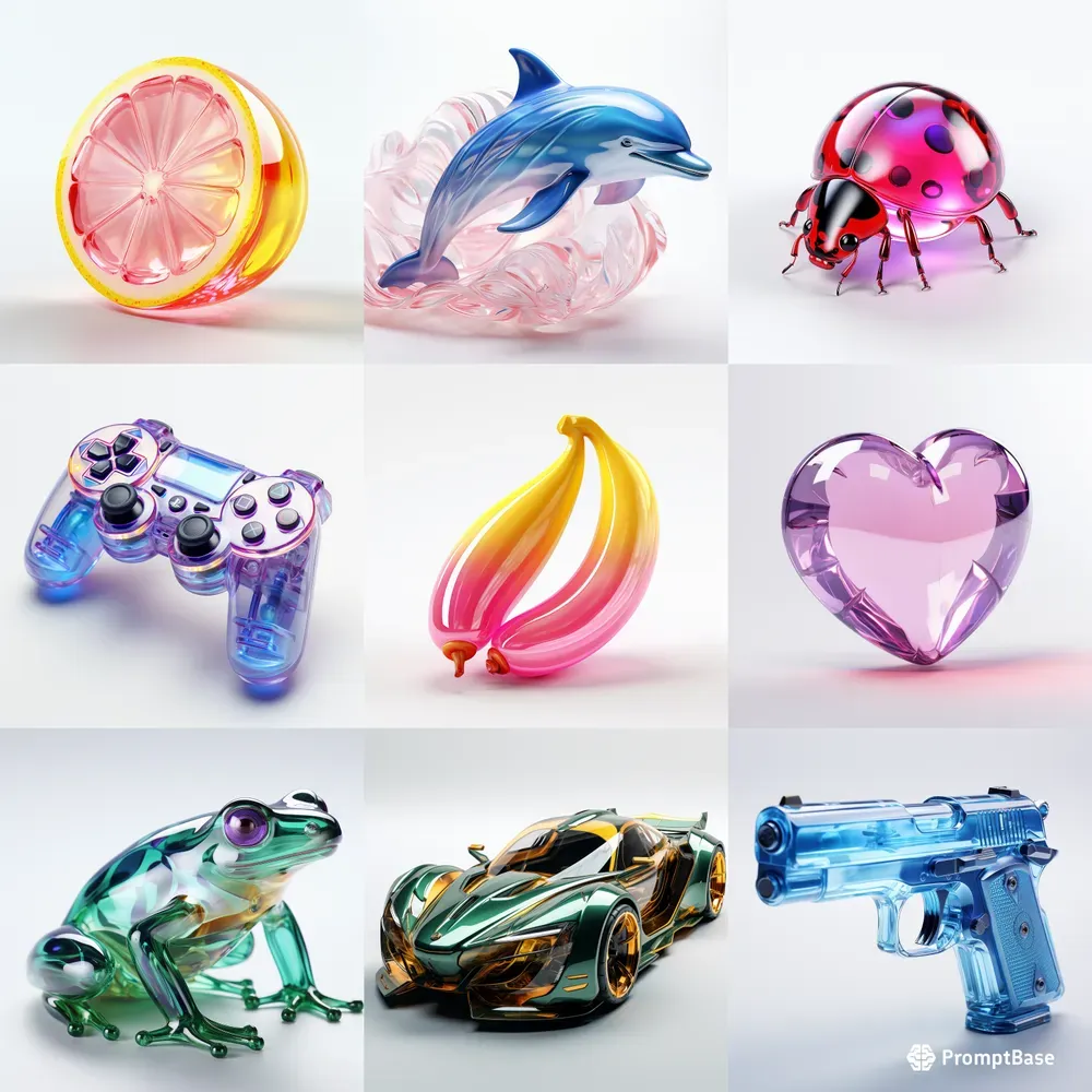 Acrylic Glass Icons Translucent Midjourney Prompt | PromptBase