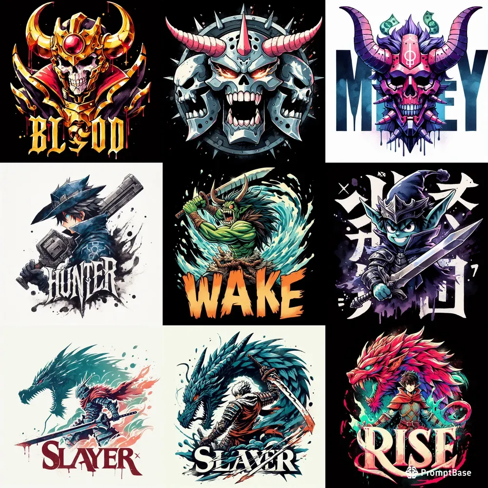 Anime Typography Tshirt Designs DALL·E Prompt | PromptBase