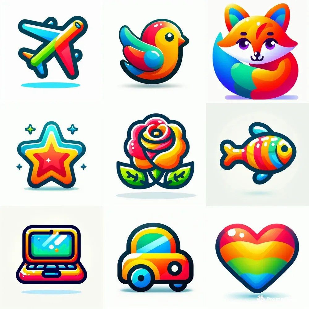 Bright Unicode Icons DALL·E Prompt | PromptBase
