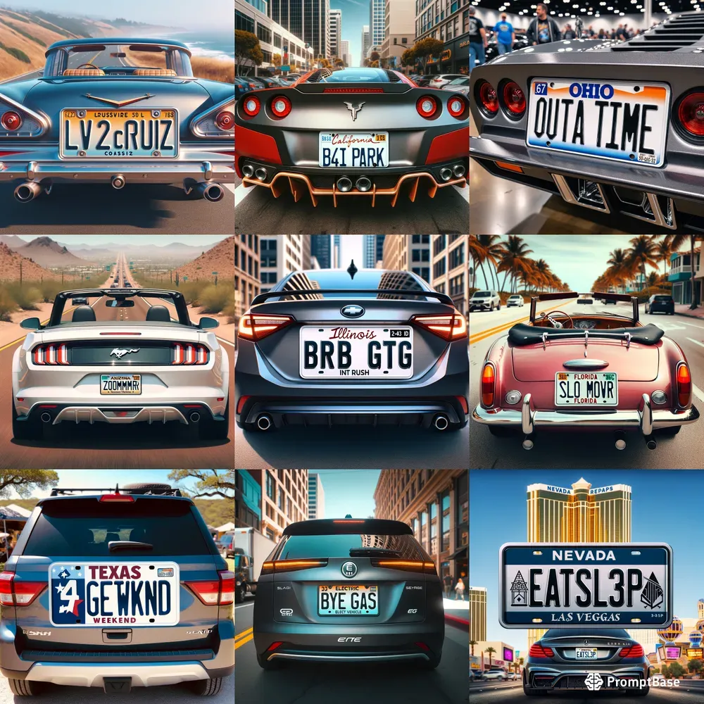 Custom Funny License Plates DALL·E Prompt | PromptBase