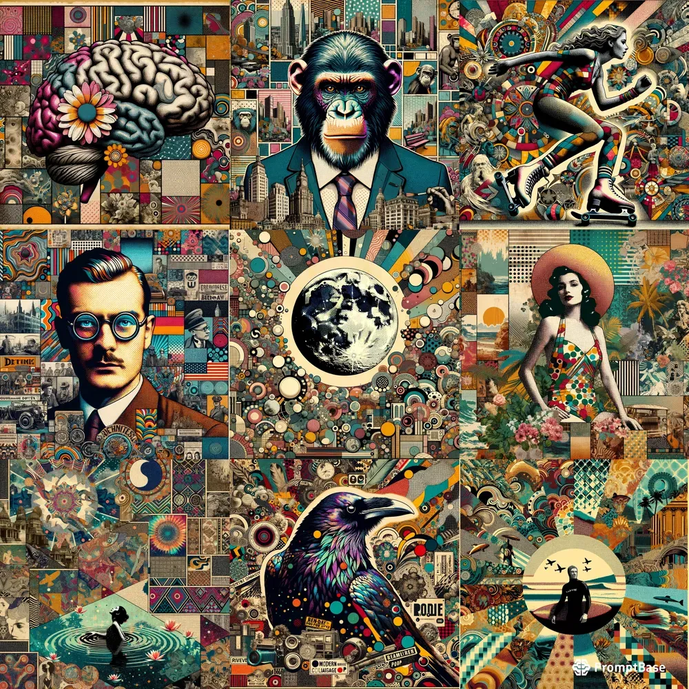 Pop Art Poster Collages DALL·E Prompt | PromptBase