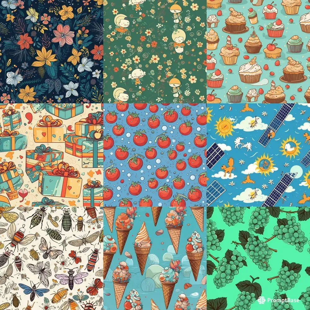 Beautiful Cartoon Patterns Midjourney Prompt | PromptBase