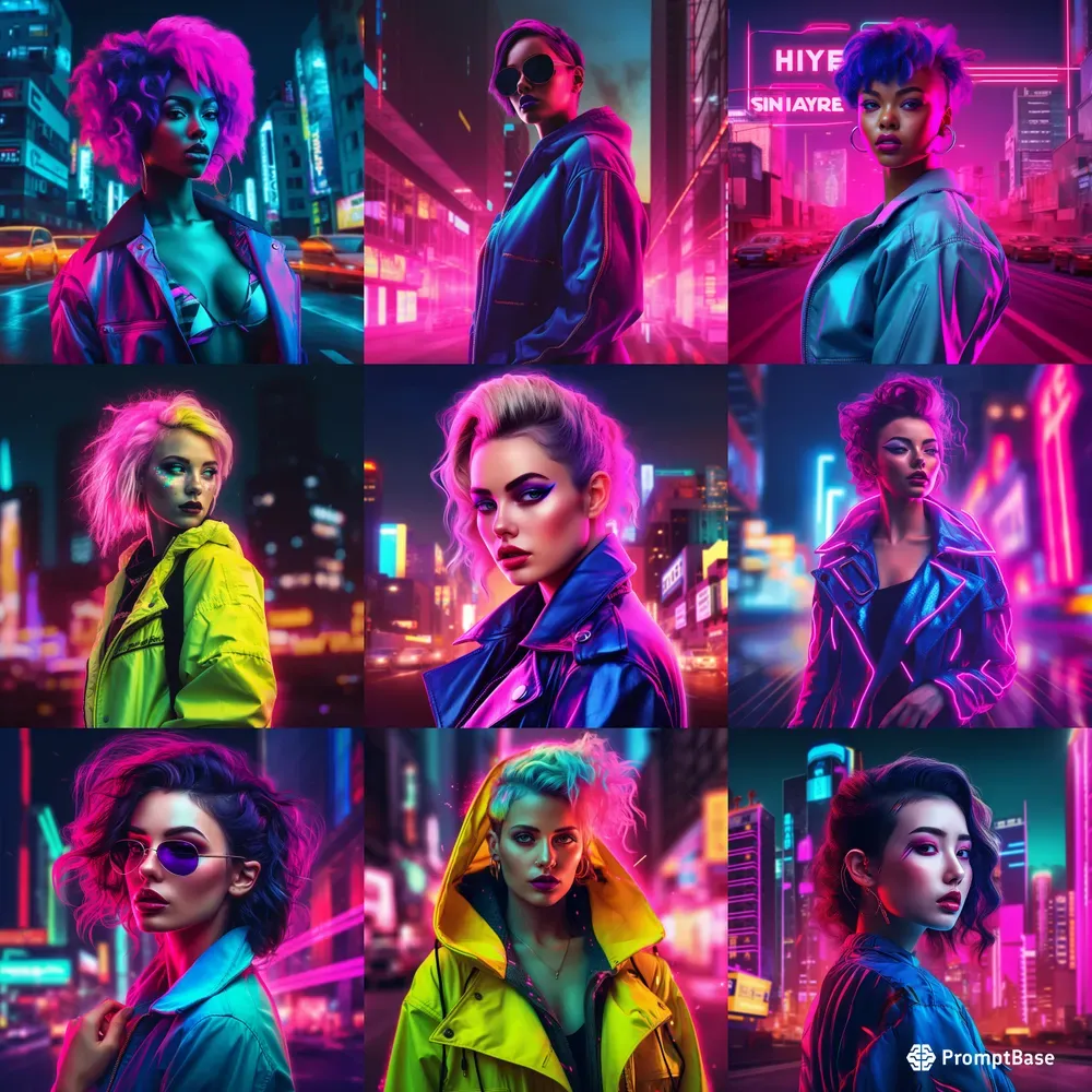 Synthwave Fashion Portrait Photography Midjourney Prompt | PromptBase
