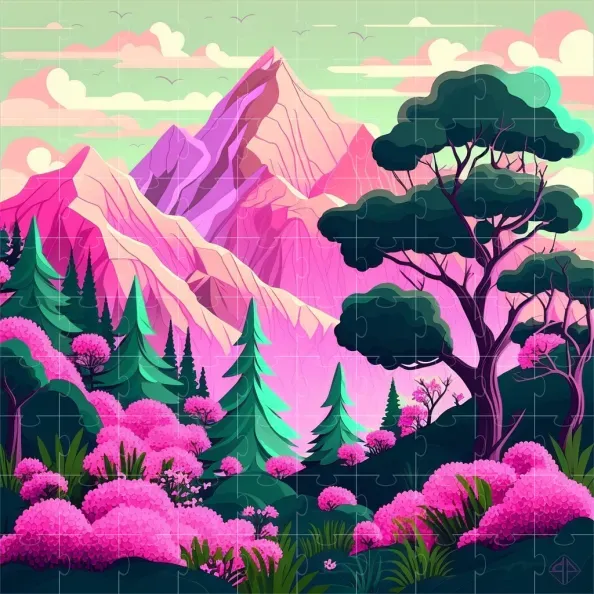 2D Landscape Hills In Yourown Color Tones Midjourney Prompt | PromptBase