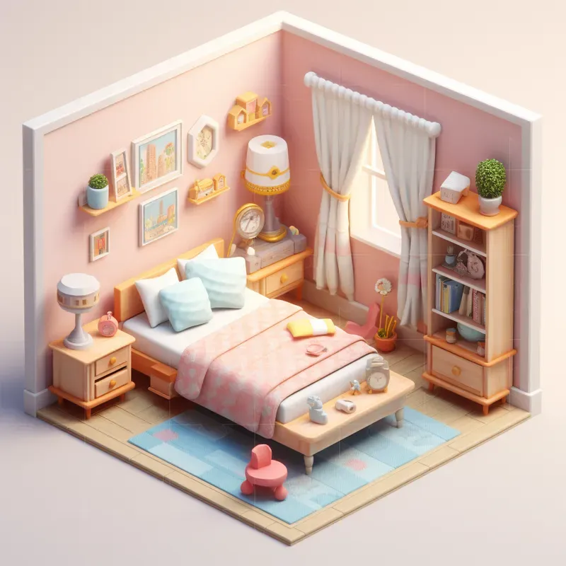 3D Isometric Cute Miniature Rooms Midjourney Prompt | PromptBase