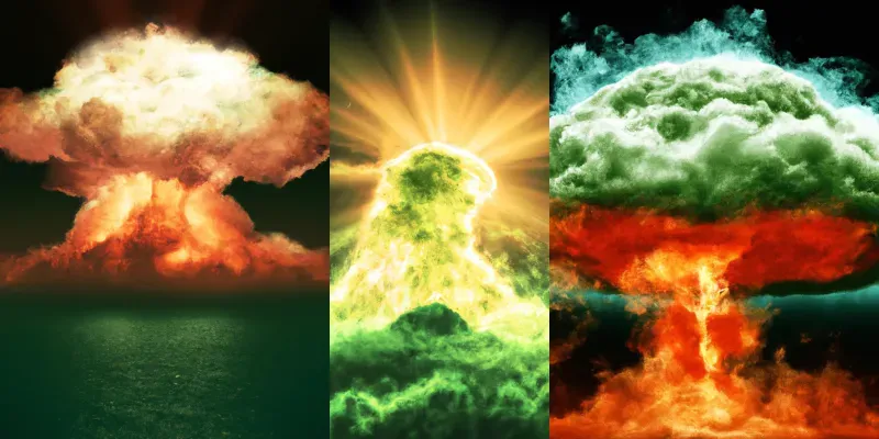 Psychedelic Nuclear Explosion Paintings DALL·E Prompt | PromptBase