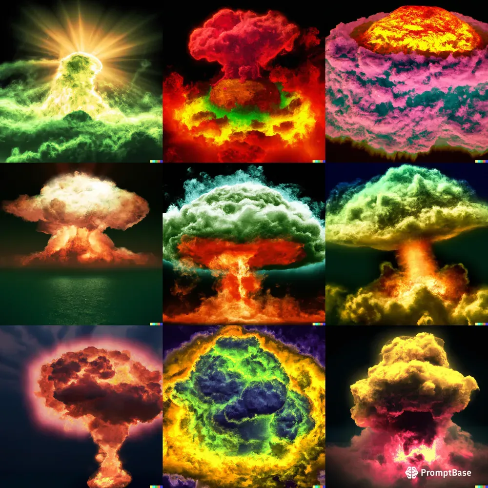 Psychedelic Nuclear Explosion Paintings DALL·E Prompt | PromptBase