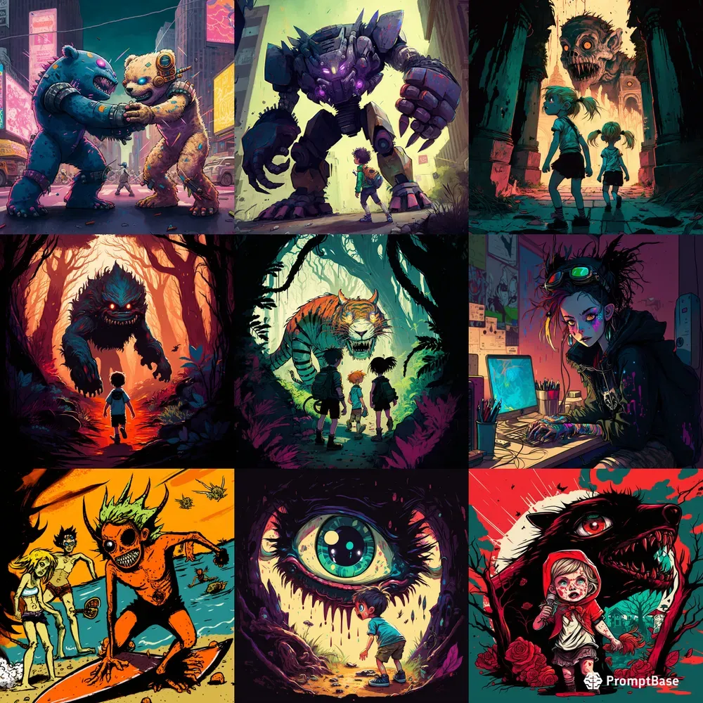 Weirdcore Graphic Novel Illustrations Midjourney Prompt | PromptBase