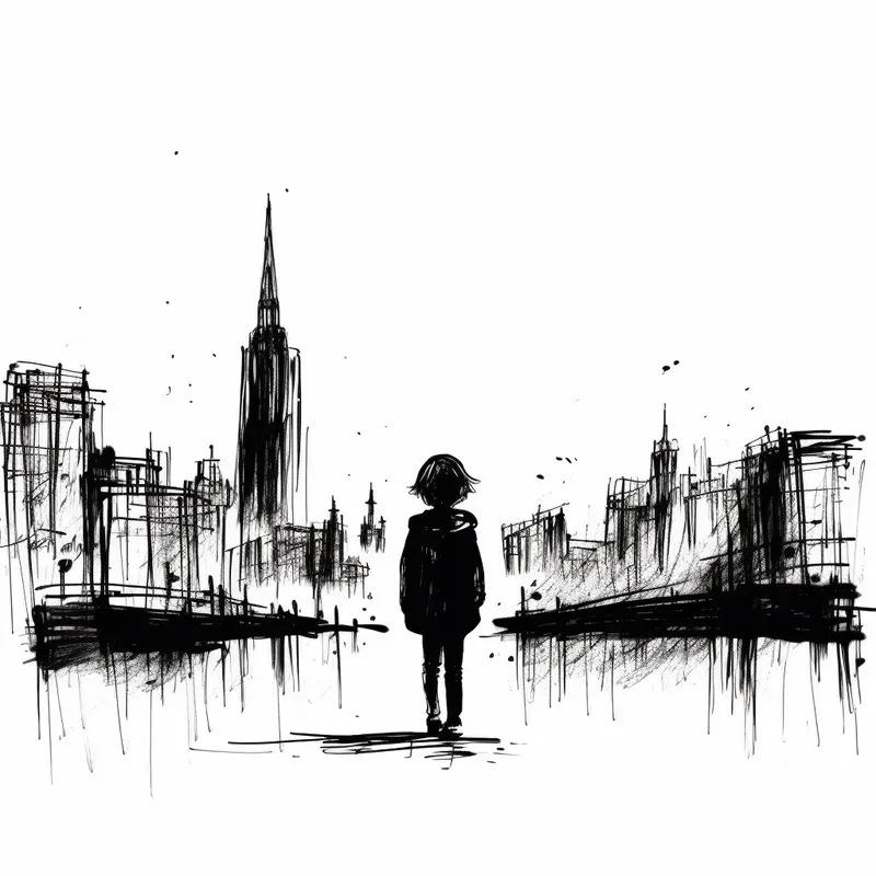 Black Ink Doodle Sketch Drawings Midjourney Prompt | PromptBase