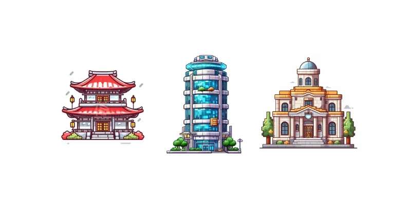Pixelated 8bit Buildings Midjourney Prompt | PromptBase